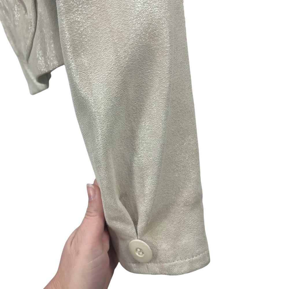 Danier Ivory Gold Shimmer Neutral Leather Jacket Sz 2… - Gem